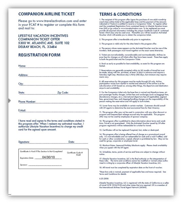 Companion Air Ticket Product and Program Details